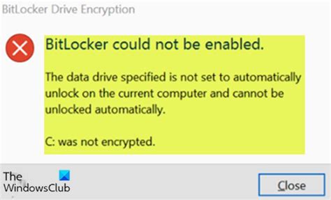 The Data Drive Specified Is Not Set To Automatically Unlock On The Current Computer BitLocker