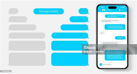 메시지 스마트폰 템플릿입니다 모바일 채팅 Sms 앱 템플릿 거품 메시지 풍선은 스마트폰 아이콘에서 채팅합니다 전화 채팅 Sms