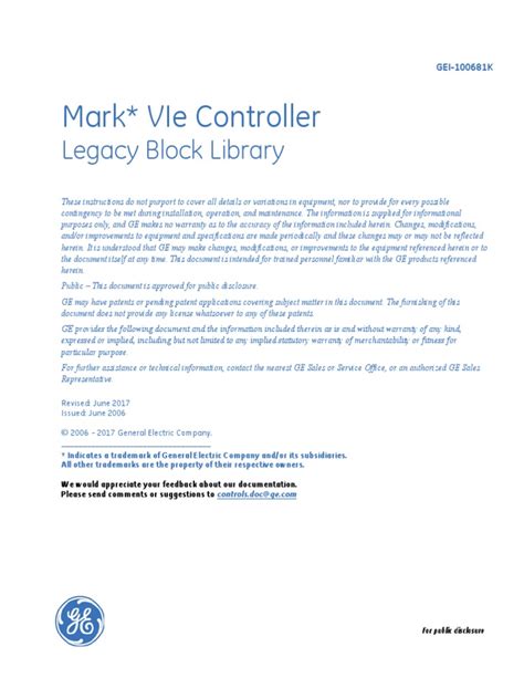 Gei Mark Vie Control Legacy Block Library Pdf Boolean Data Type