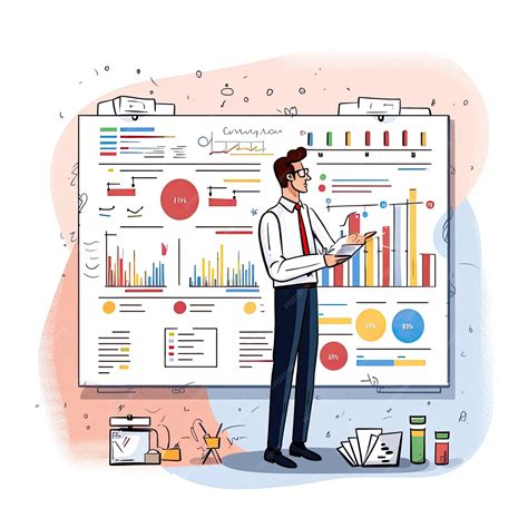 Premium Photo Businessman Presenting Charts And Graphs On Whiteboard Vector Illustration
