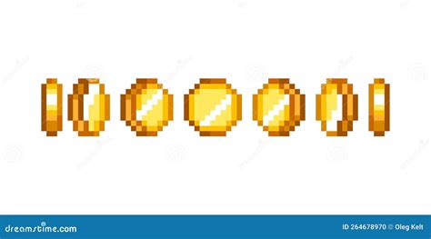 pixel gold coin animation for 16 bit retro game golden pixelated coins