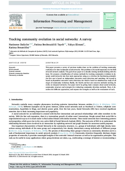 Pdf Tracking Community Evolution In Social Networks A Survey