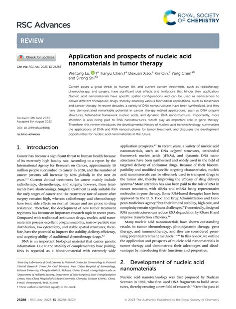 PDF Application And Prospects Of Nucleic Acid Nanomaterials In Tumor Therapy