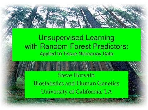 Ppt Unsupervised Learning With Random Forest Predictors Applied To Tissue Microarray Data