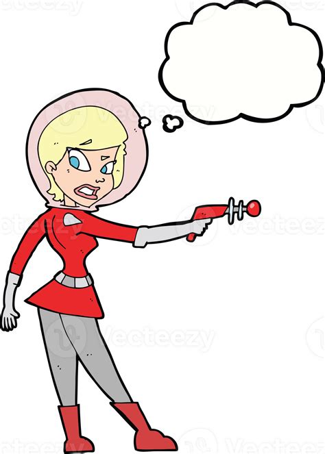Cartoon Sci Fi Girl With Thought Bubble 43493309 Png