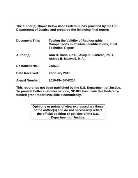 Pdf Testing The Validity Of Radiographic Comparisons In In Positive Identifications Final