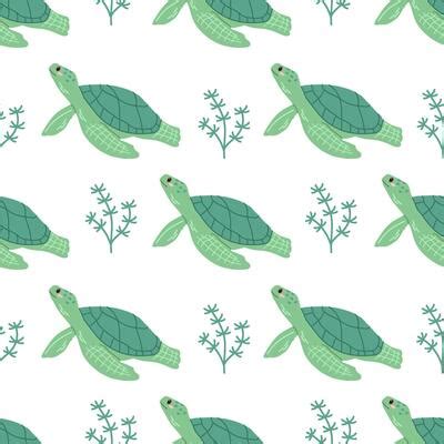 Turtle Seamless Pattern Vector Art Icons And Graphics For Free Download