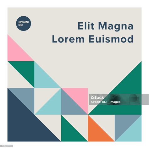 기하학적 삼각형 그래픽이 있는 정사각형 그래픽 디자인 템플릿 Alex System Ipsumco 시리즈 0명에 대한 스톡 벡터