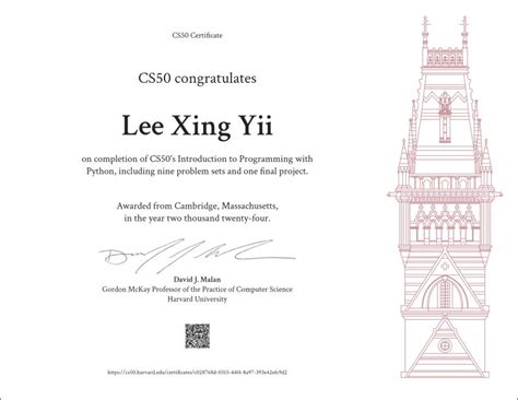 Lee Xing Yii On Linkedin Cs50 Python Programming Coding Harvarduniversity Lifelonglearning