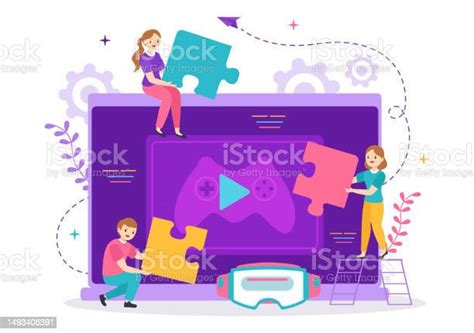 게임 디지털 기술 프로그래밍 및 코딩을 사용한 비디오 게임 개발 벡터 일러스트레이션 플랫 만화 손으로 그린 랜딩 페이지 템플릿 Brand Name Video Game에 대한