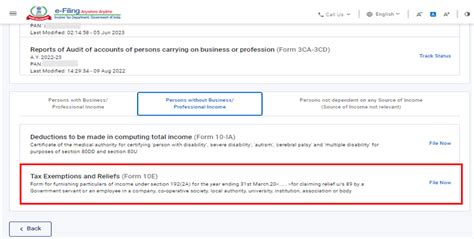 Form 10e User Manual Income Tax Department