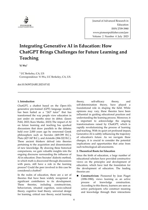 Pdf Integrating Generative Ai In Education How Chatgpt Brings