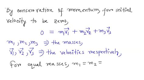 Solved An Object At Rest Explodes Into Three Pieces Of Equal Mass One