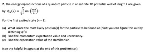 solved 2 the energy eigenfunctions of a quantum particle in