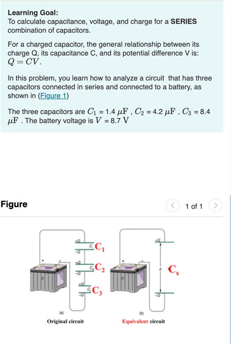 Solved A Learning Goal To Calculate Capacitance Voltage