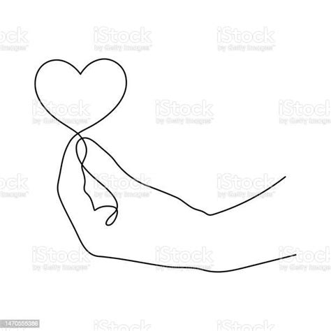 마음 한 라인 아트 사랑 개념 연속 윤곽 그리기 손으로 그린 발렌타인 데이 장식으로 손 로맨스 약혼 및 결혼 상징 편집 가능한 획 개념에 대한 스톡 벡터 아트 및 기타