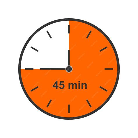 Premium Vector Clock Icon With 45 Minutes Time Interval Countdown Timer Or Stopwatch Symbol