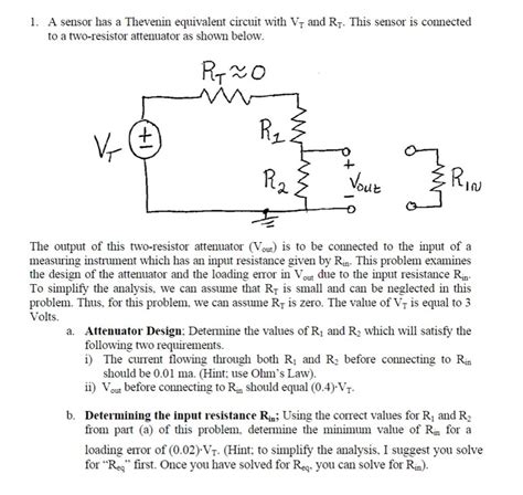 solved 1 a sensor has a thevenin equivalent circuit with v