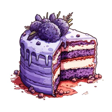 라벤더 얼 그레이 케이크 만화 벡터 일러스트 레이 션 프리미엄 벡터