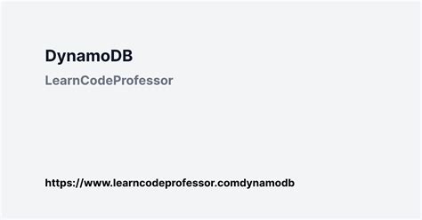 Dynamodb Learncodeprofessor