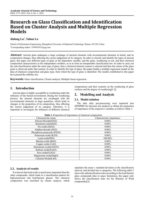 Pdf Research On Glass Classification And Identification Based On