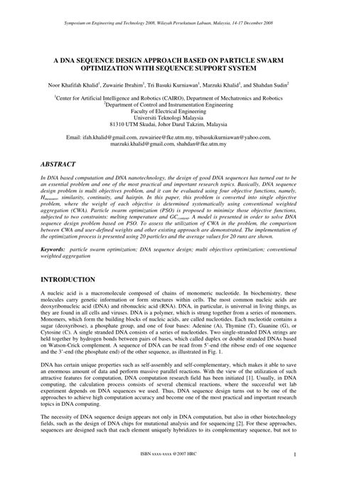 Pdf A Dna Sequence Design Approach Based On Particle Swarm Optimization With Sequence Support