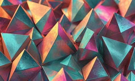 Close Up View Vibrant Abstract Pattern Overlapping Triangular Shapes In Various Shades Blue