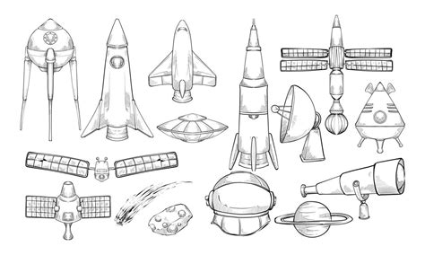 Spacecraft Sketch Vector Art Icons And Graphics For Free Download