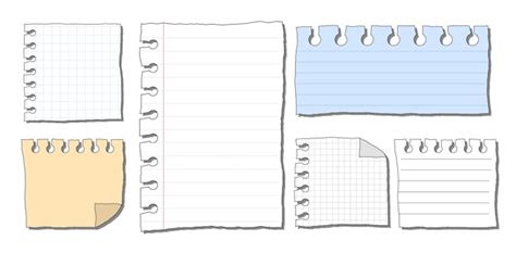 찢어진 종이 노트 종이 핸드 드로잉 스케치의 조각 프리미엄 벡터