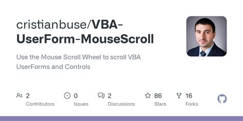 Github Cristianbusevba Userform Mousescroll Use The Mouse Scroll Wheel To Scroll Vba