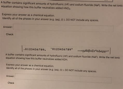 Solved A Buffer Contains Significant Amounts Of Hydrofluoric
