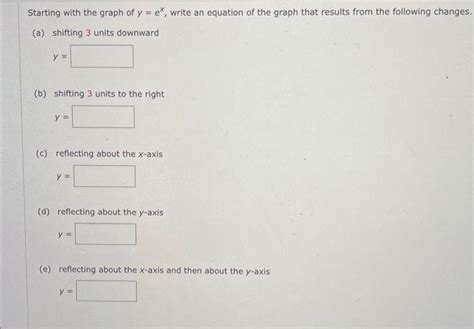 Solved Starting With The Graph Of Y Ex Write An Equation Of Chegg Com