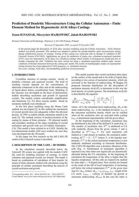 Pdf Prediction Of Dendritic Microstructure Using The Cellular Automatonfinite Element Method