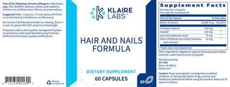 Klaire Labs Hair And Nails Formula 60 Capsules — Pine Street Clinic