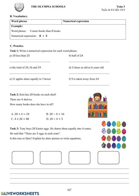 Writing Numerical Expressions Worksheet Printable Worksheets