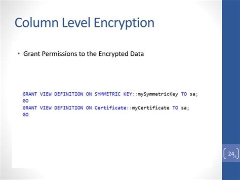 Column Level Encryption In Microsoft Sql Server Pptx
