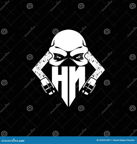 HN Initial Gaming ESport Skull Mask Style Stock Vector Illustration