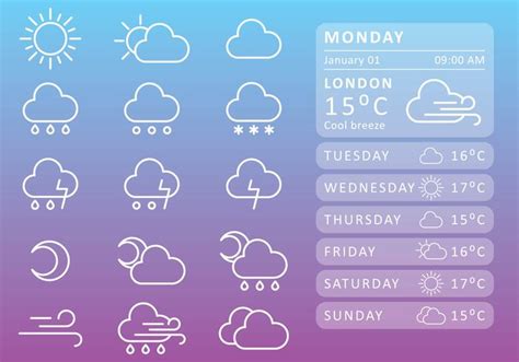 Weather Widget 96470 Vector Art At Vecteezy