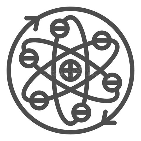 Atom With Elliptical Orbits Line Icon Atomic Energy Concept Vector