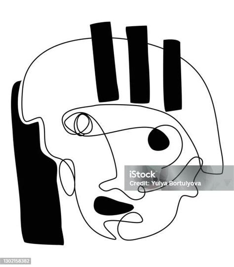 추상 초현실적 인 얼굴 연속 한 줄 그리기 유행 초상화 낙서 잉크 드로잉 추상적 인 얼굴 미니멀리즘 스타일 한 줄 그리기 현대 라인 아트 벡터 일러스트 가공의 인물에 대한