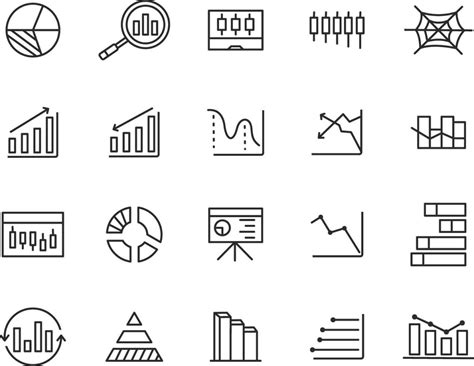 set of simple outline infographic elements icons simple line art style icons pack vector