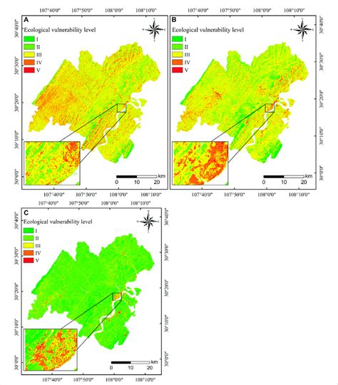 Spatial Distribution Of Ecological Vulnerability Level In Zhongxian Download Scientific Diagram