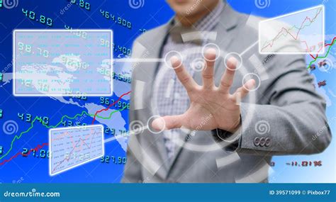 Investor Analyzing Data With Touch Screen Computer Stock Image Image Of Investor Internet