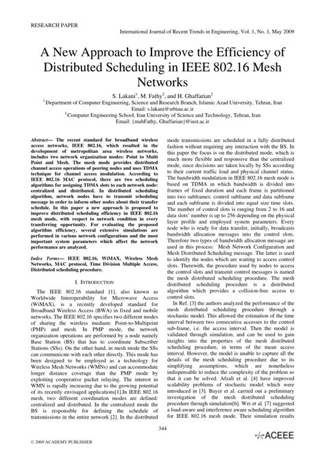 Pdf A New Approach To Improve The Efficiency Of Distributed Scheduling In Ieee 80216 Mesh