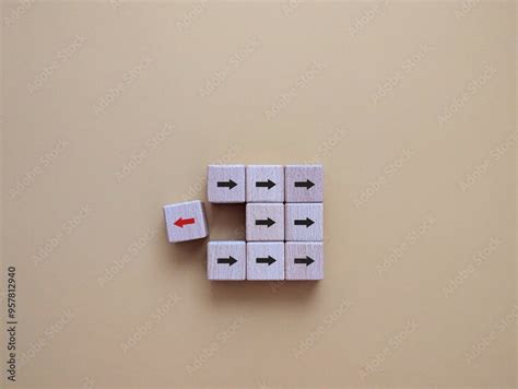 Cube With Arrow Icon Red Arrows Point In The Opposite Direction A Different Concept Of