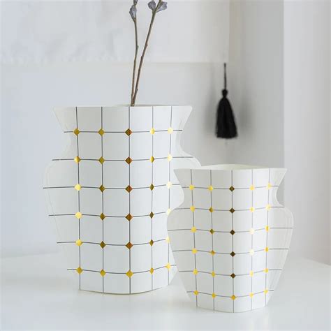 Скандинавский стиль Ins Двусторонняя художественная Цветочная бумажная ваза Европейская бумажная