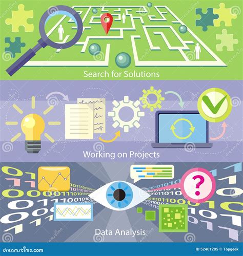 Search For Solution Data Analysis Working Project Stock Vector