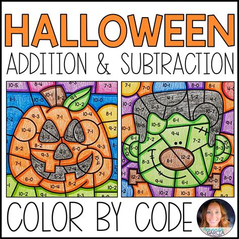 Color By Number Halloween Addition And Subtraction Practice Worksheets Library