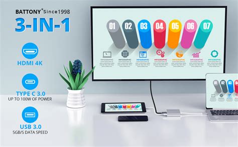 3合1 Type C轉hdmi 4k適配器帶usb3 0和type C（pd）端口 蝦皮購物