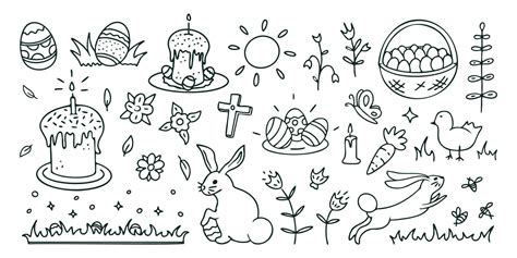 Easter Doodles And Scribbles Cute Drawings Of The Holiday Symbols